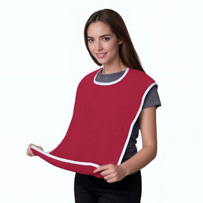 Adjustable Reusable Clothing Protector Bib with Crumb Catcher and Pock ...