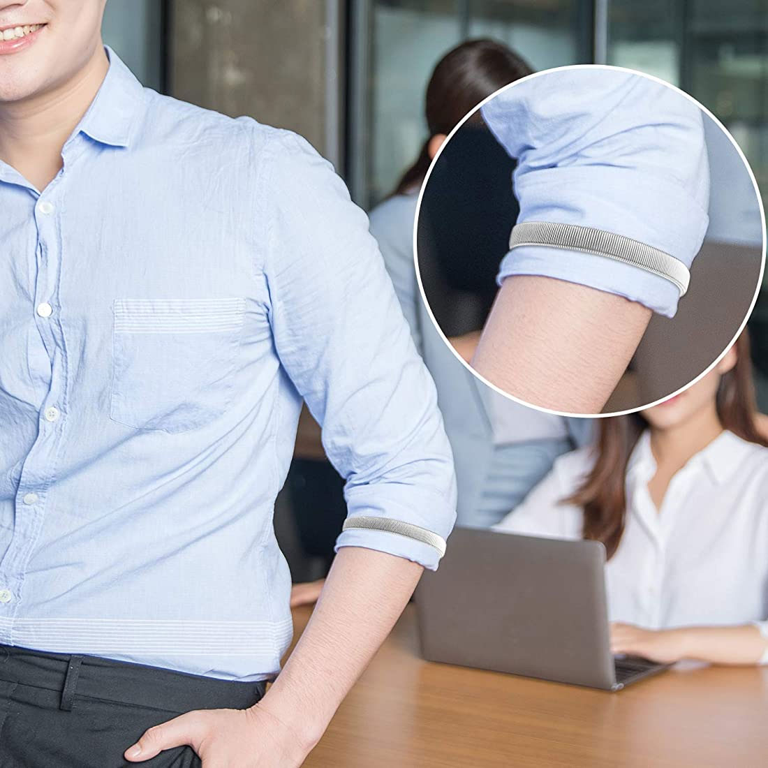 Anti-Slip Shirt Sleeve Holders Garters Stretch Metal Armbands – Wise ...