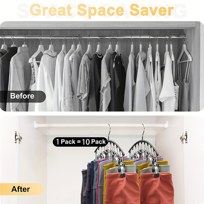 Clothes Hanging Rack Space-Saving Curved Hanger Closet Organizer With ...