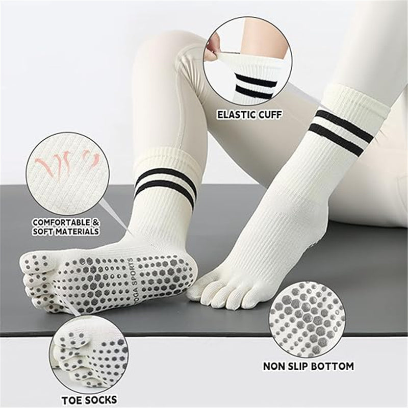 Non Slip Yoga Five Toe Grippy Trampoline Socks for Hospital Barre Stic ...