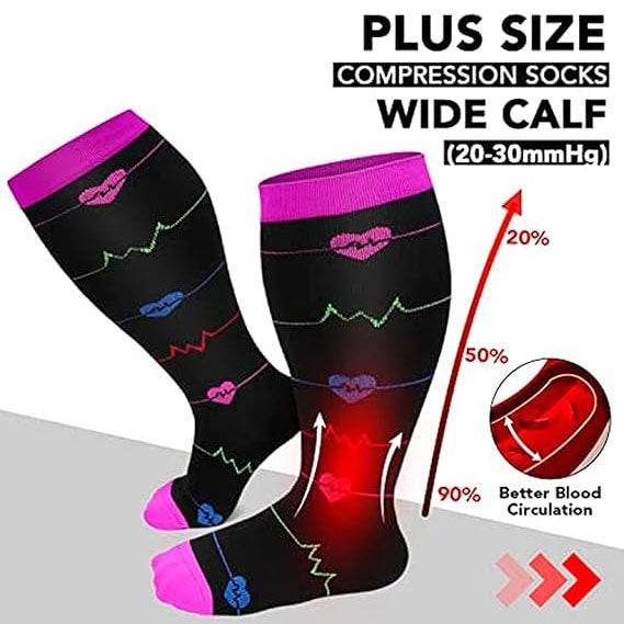 Plus Size Compression Socks Wide Calf for Men & Women - 3 Pairs – Wise ...
