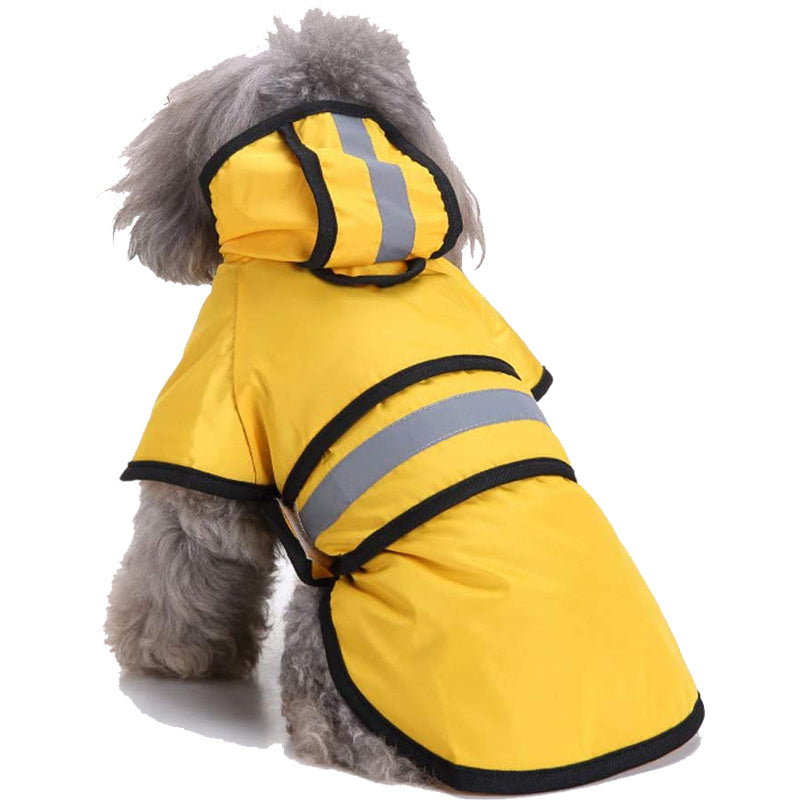Reflective Yellow Dog Raincoat with Hood, Waterproof Pet Rain Jacket f ...