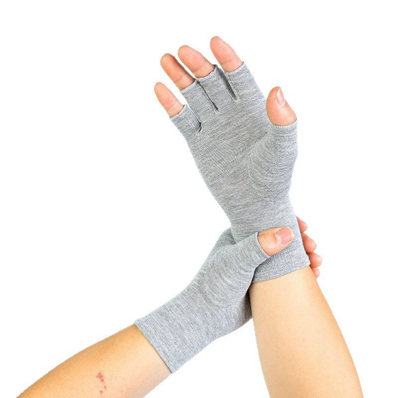 Half-finger Mittens Bamboo Arthritis Gloves Bamboo Fiber Compression G ...