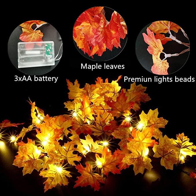 20 LED Maple Leaf String Lights Twinkle Star Thanksgiving Christmas De ...
