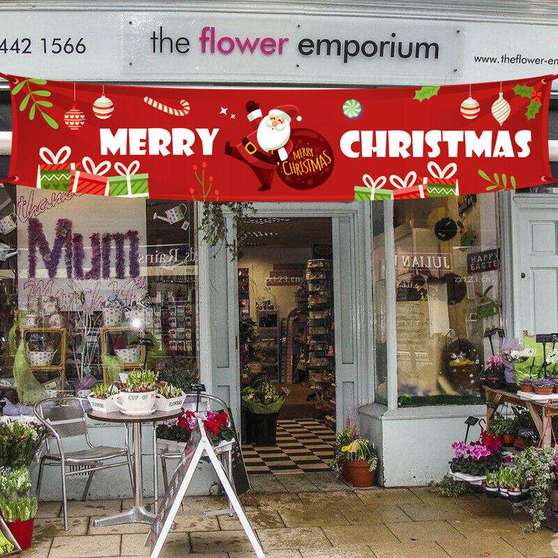 Merry Christmas Outdoor Large Banner Hanging Flag Ornaments 300x50cm ...