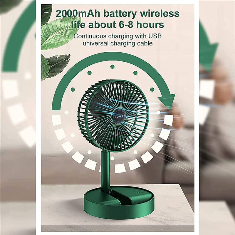Portable Foldable Telescopic Fan 3-Speed Rotated USB Rechargeable Air ...