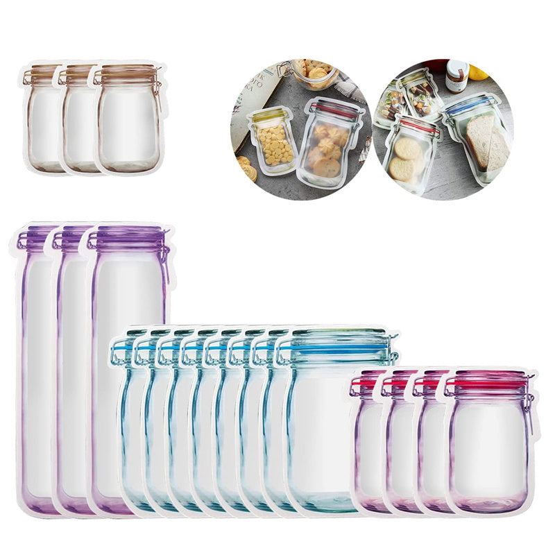 Mason Jar Zip lock Food Storage Bags Organizer Reusable – Wise Living NZ