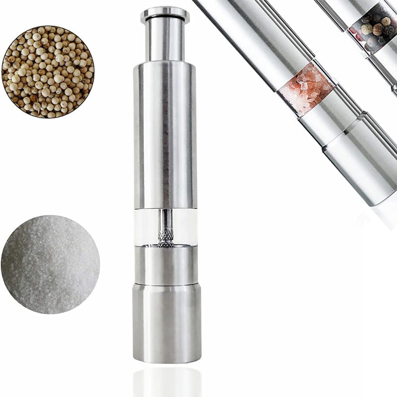 Stainless Steel Push Button Salt/Pepper Grinder – Wise Living NZ